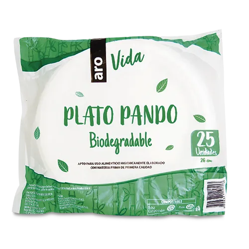PLATO PANDO ARO VIDA BIODEGRADABLE 26CM 25U