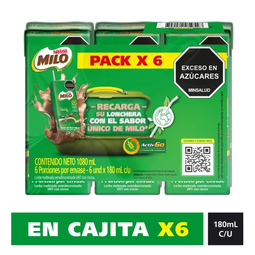 BEBIDA LACTEA MILO CAJA 180MLX6U